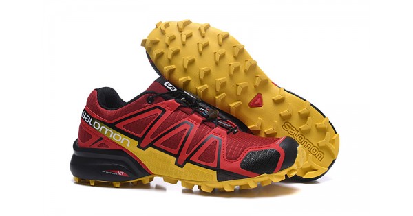 Salomon Speedcross 4 Trail Running Shoes In Red Yellow For Men